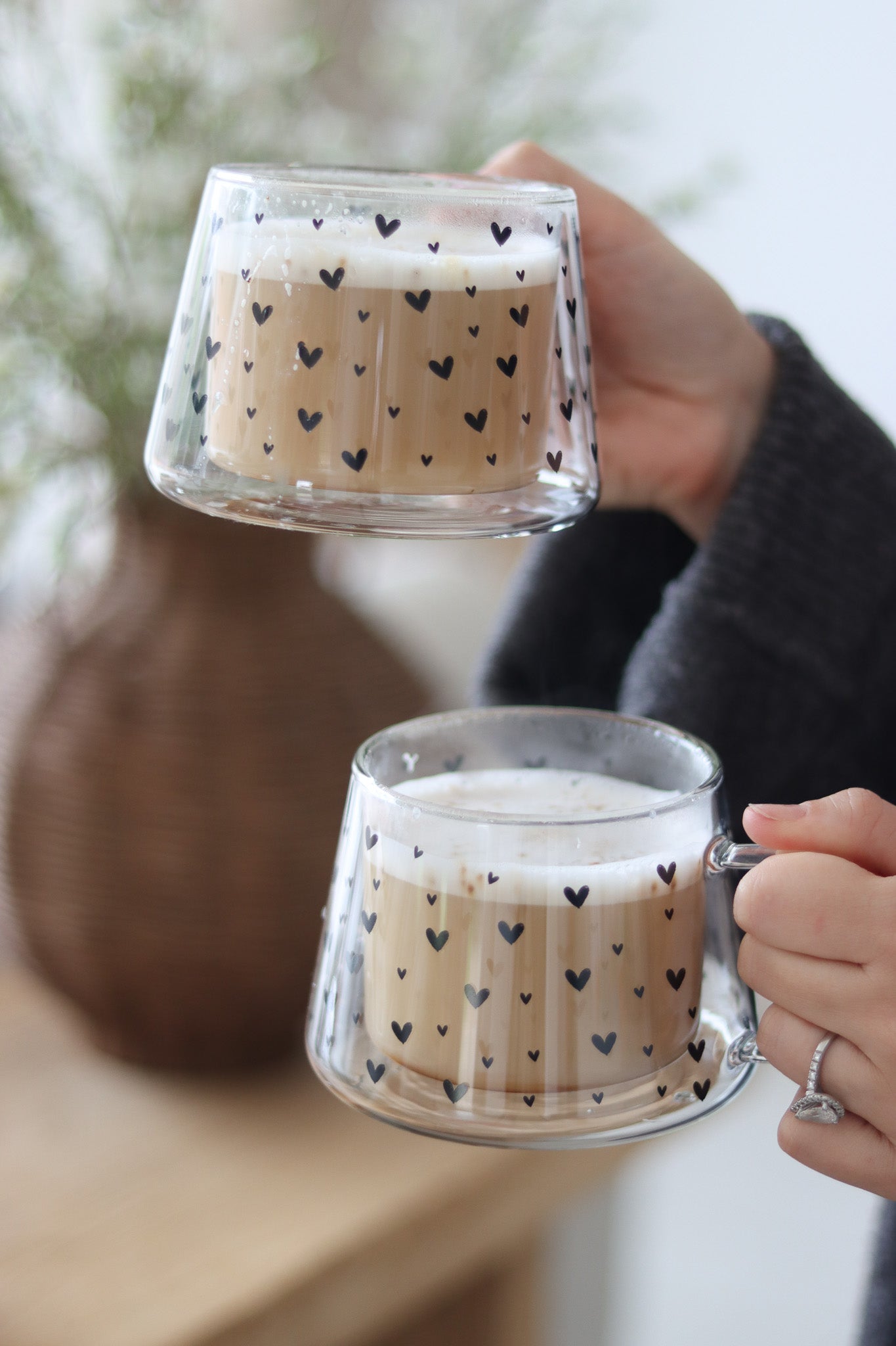 Wrap Around Glass Mug Set - 2 Piece - Multi Heart Black – Pretty Little ...