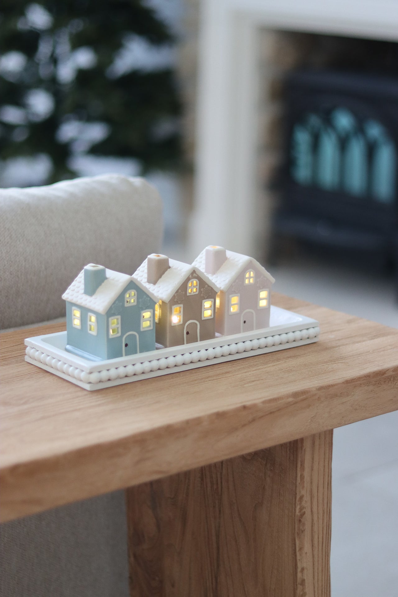 Set of 3 Matt Colour LED Houses | Pretty Little Home