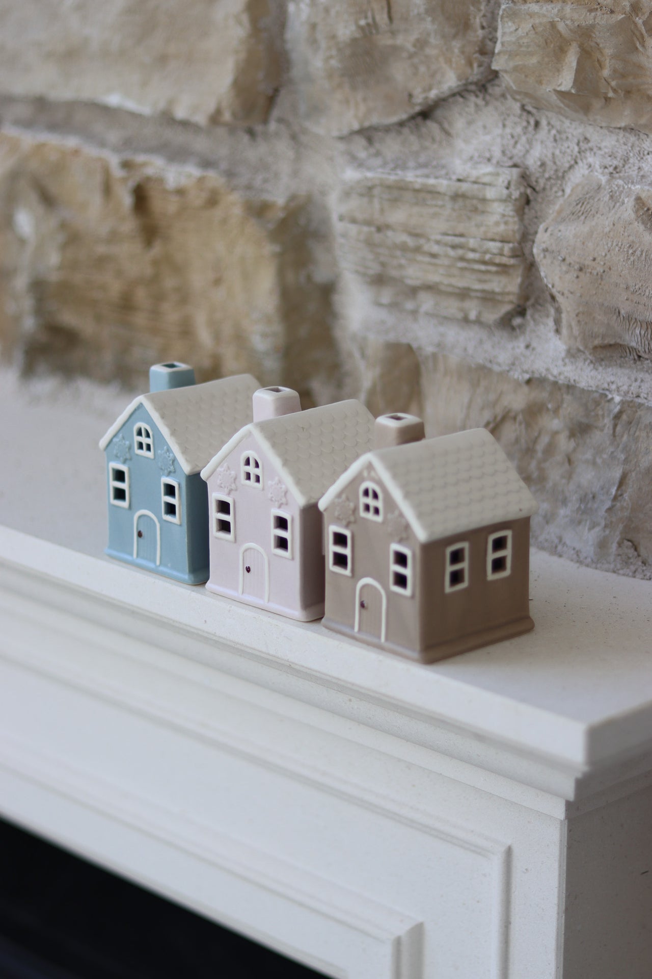 Set of 3 Matt Colour LED Houses | Pretty Little Home
