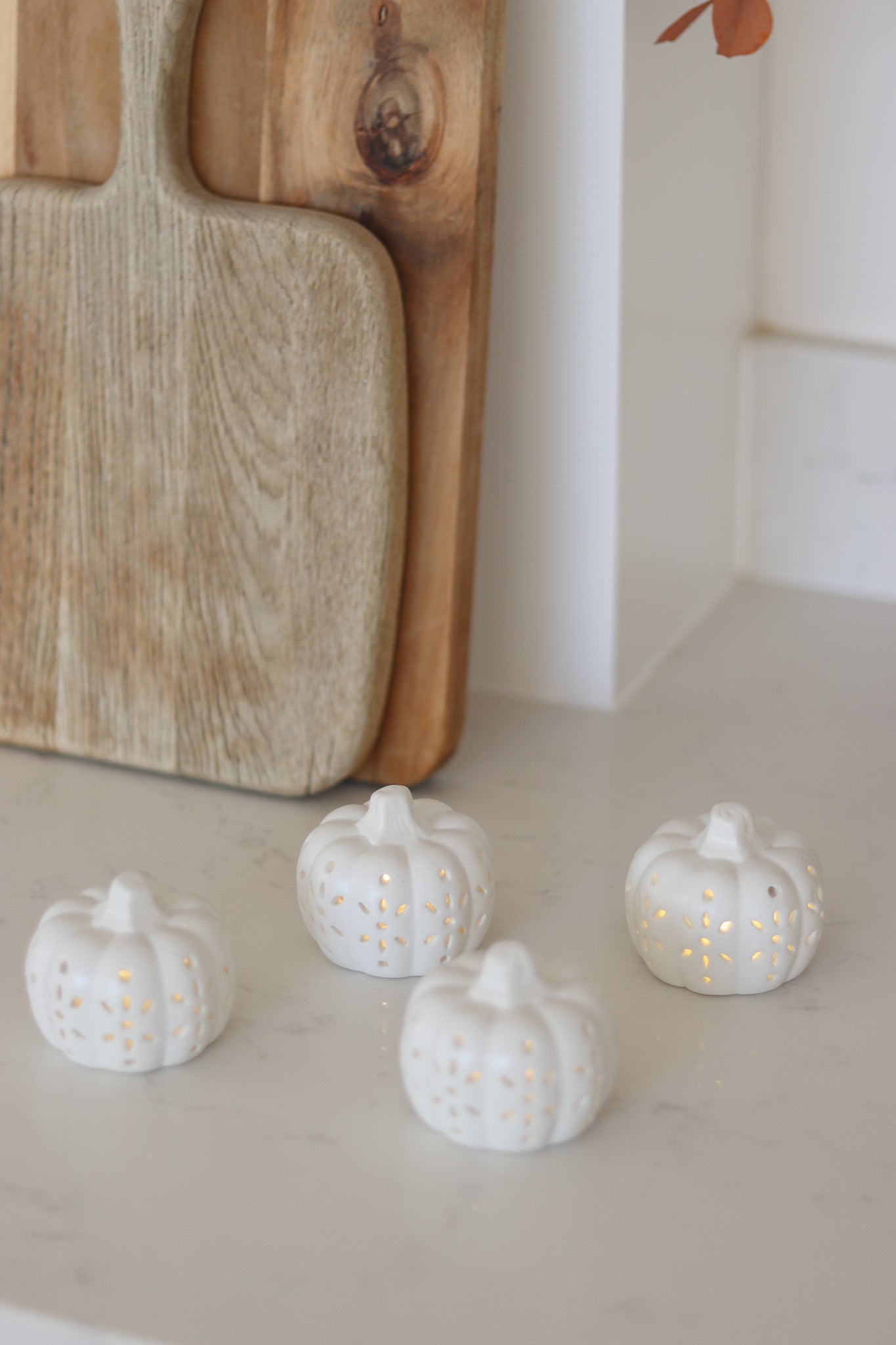 Set of 4 Tiny LED Ceramic Pumpkins | Pretty Little Home