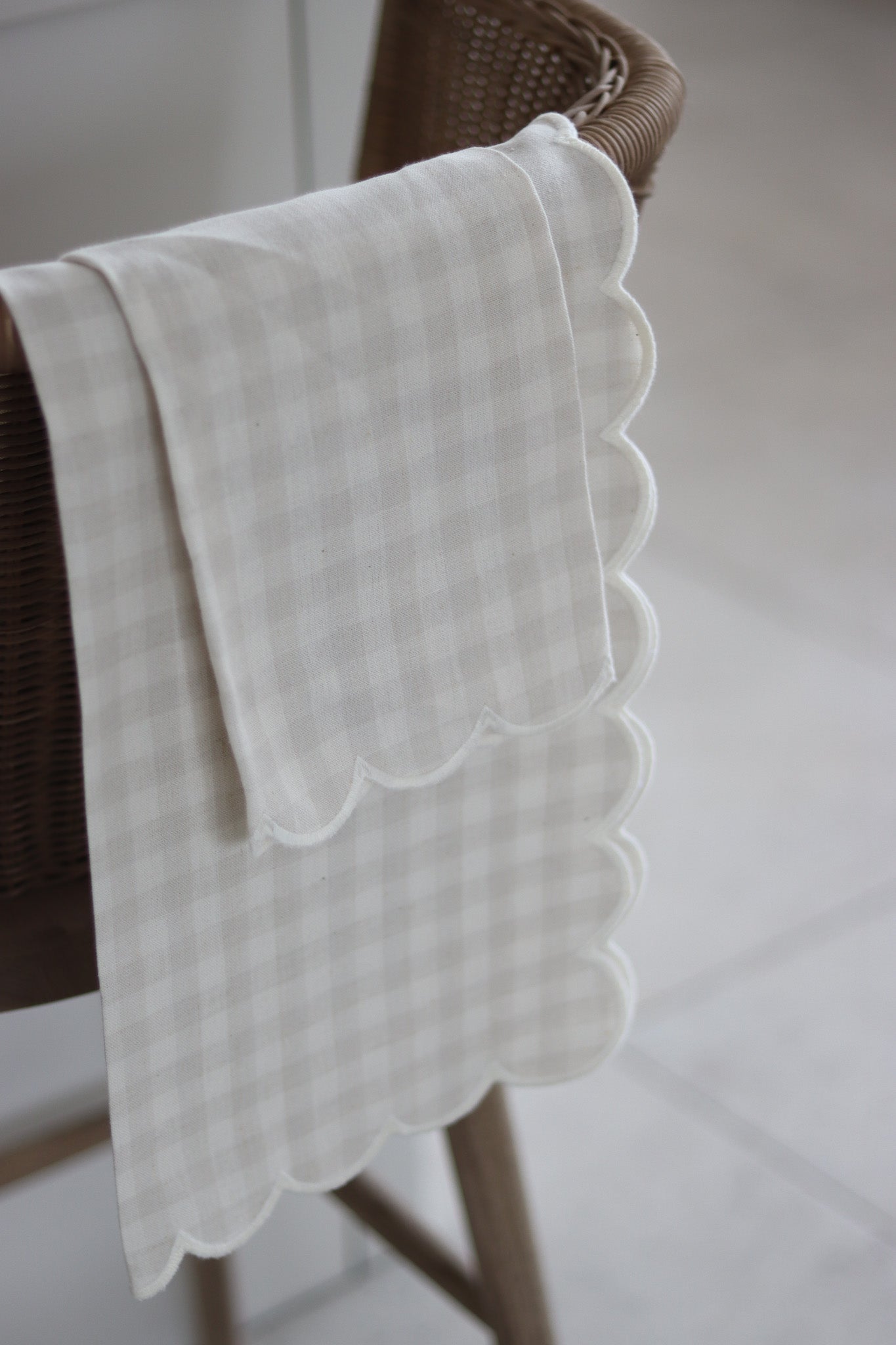Set of 2 Scalloped Off White Tea Towels | Pretty Little Home