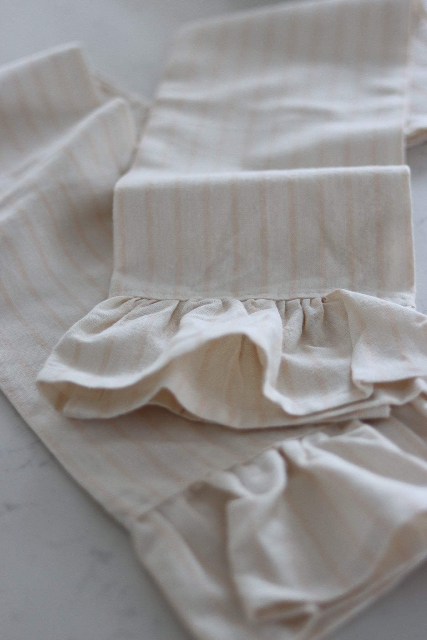 Set of 2 Pinstripe Beige Tea Towels | Pretty Little Home