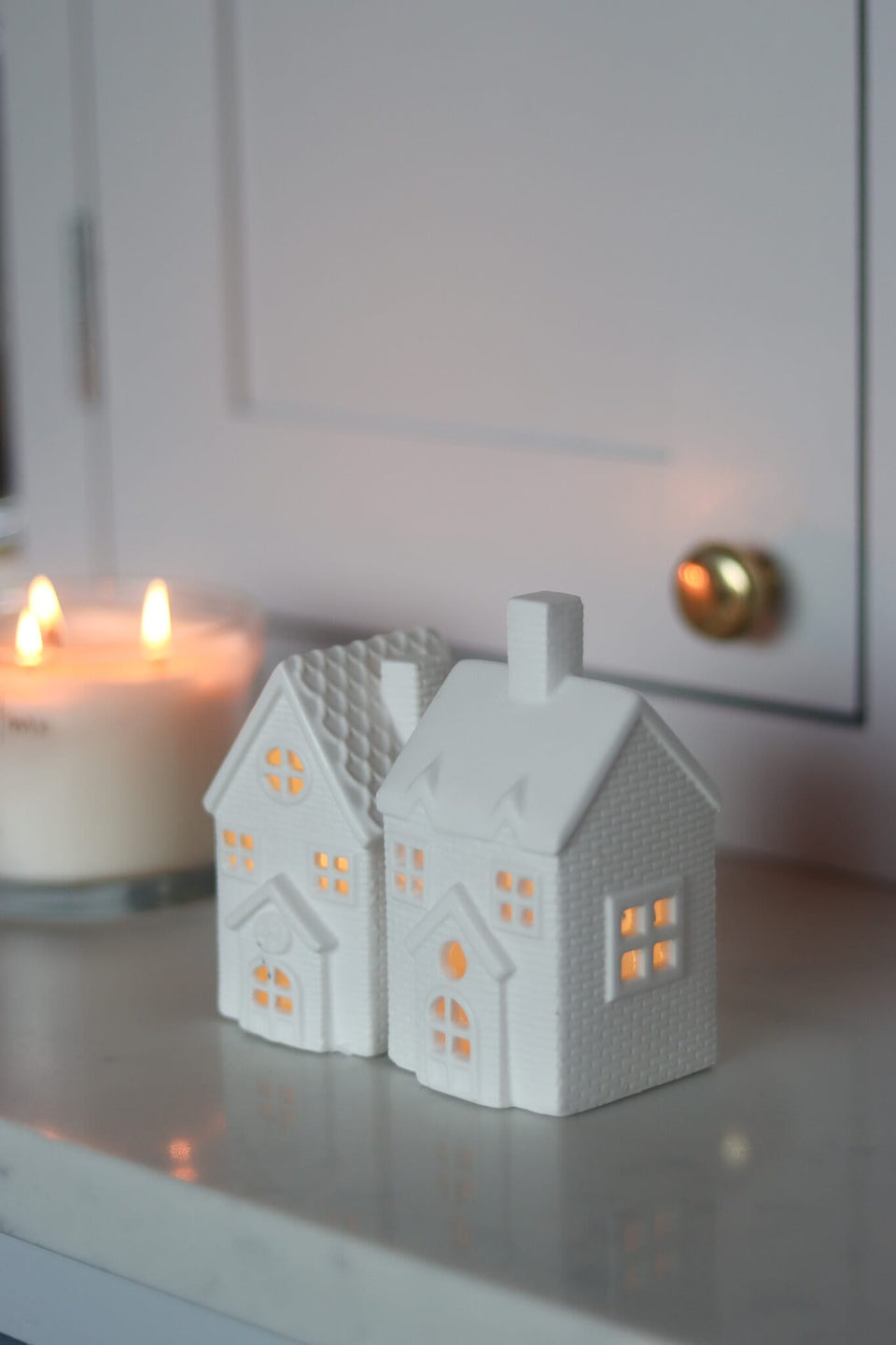 Set Of 2 Snowy LED Houses | Pretty Little Home