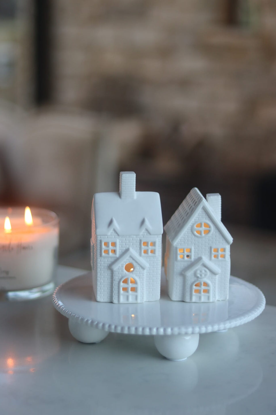 Set Of 2 Snowy LED Houses | Pretty Little Home